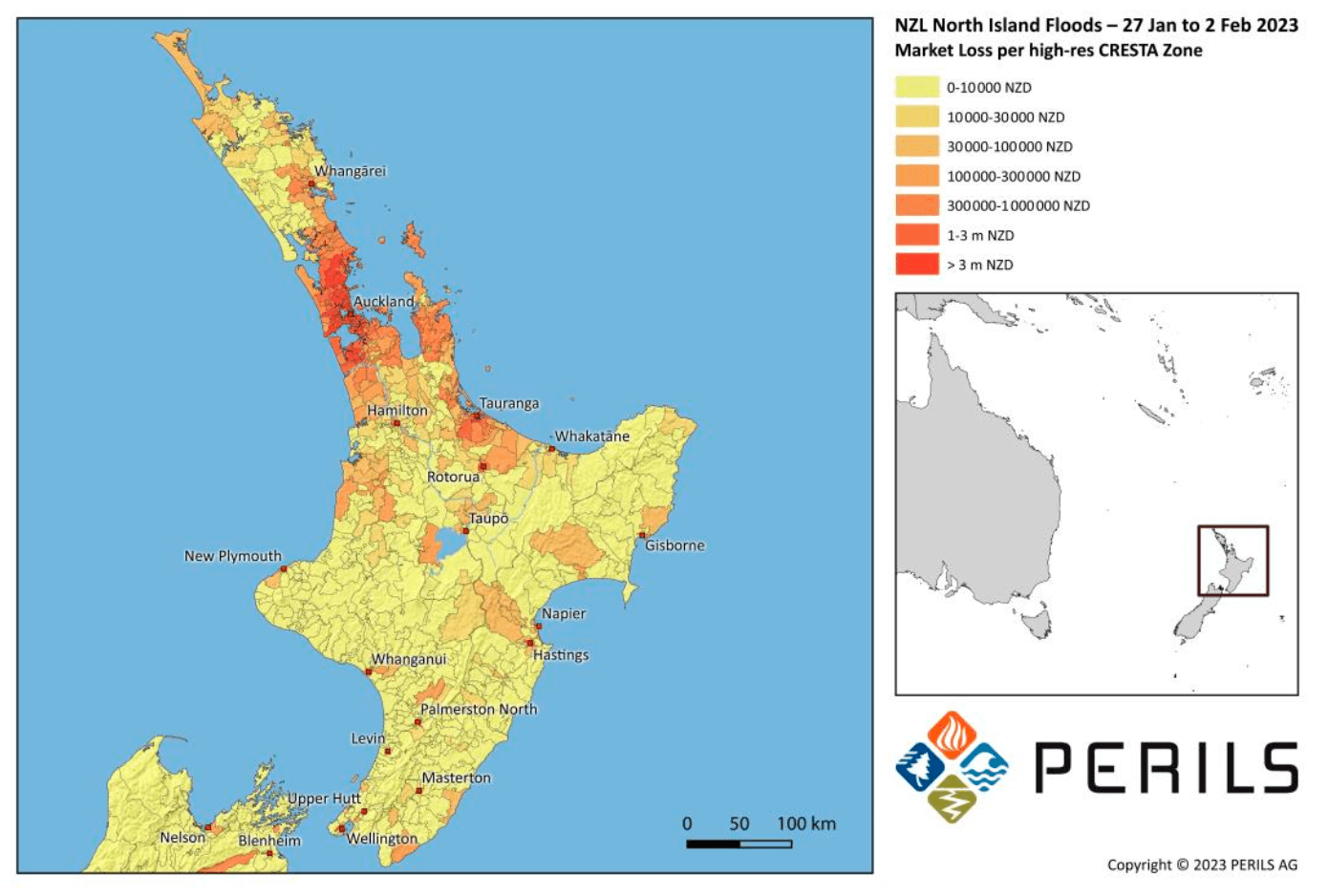 Perils revises New Zealand floods loss close to NZ$2bn