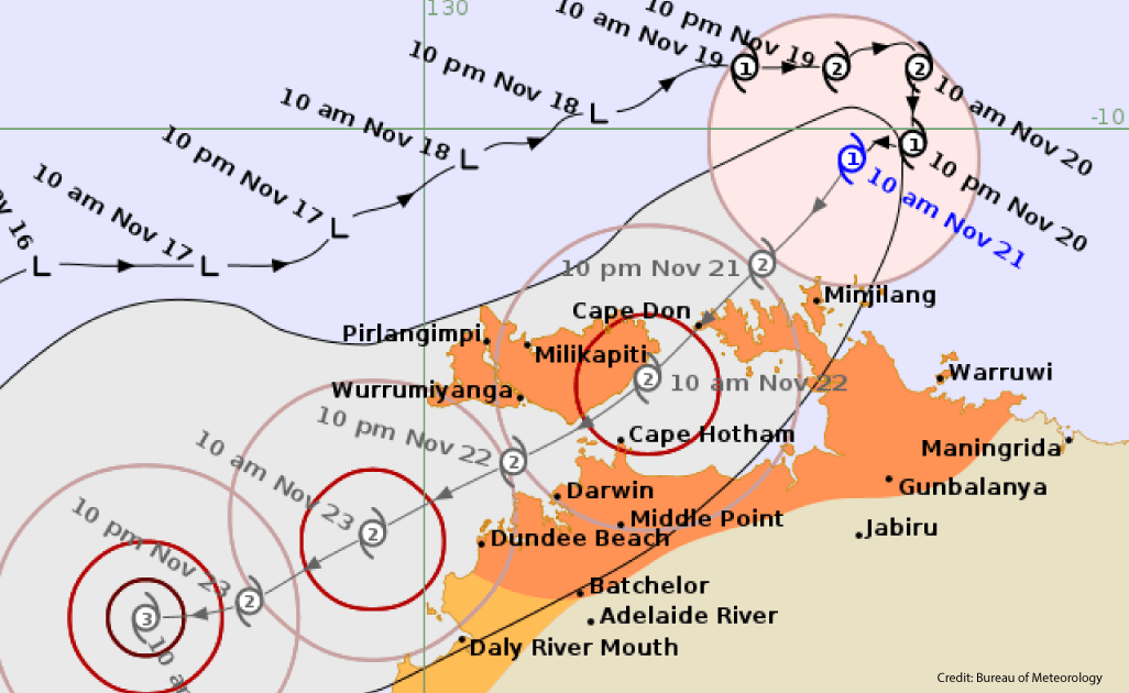 Tropical Cyclone Fina 'reintensifying, restrengthening', warning for Darwin
